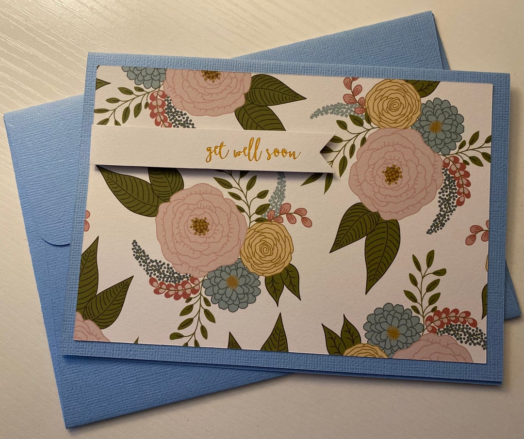 Get Well Soon Homemade Blank Greeting Card - Etsy