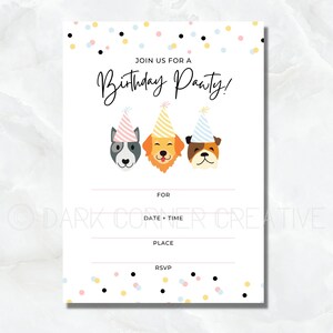 Birthday Pawty Printable Invitations - Puppy Themed - Kids Birthday ...