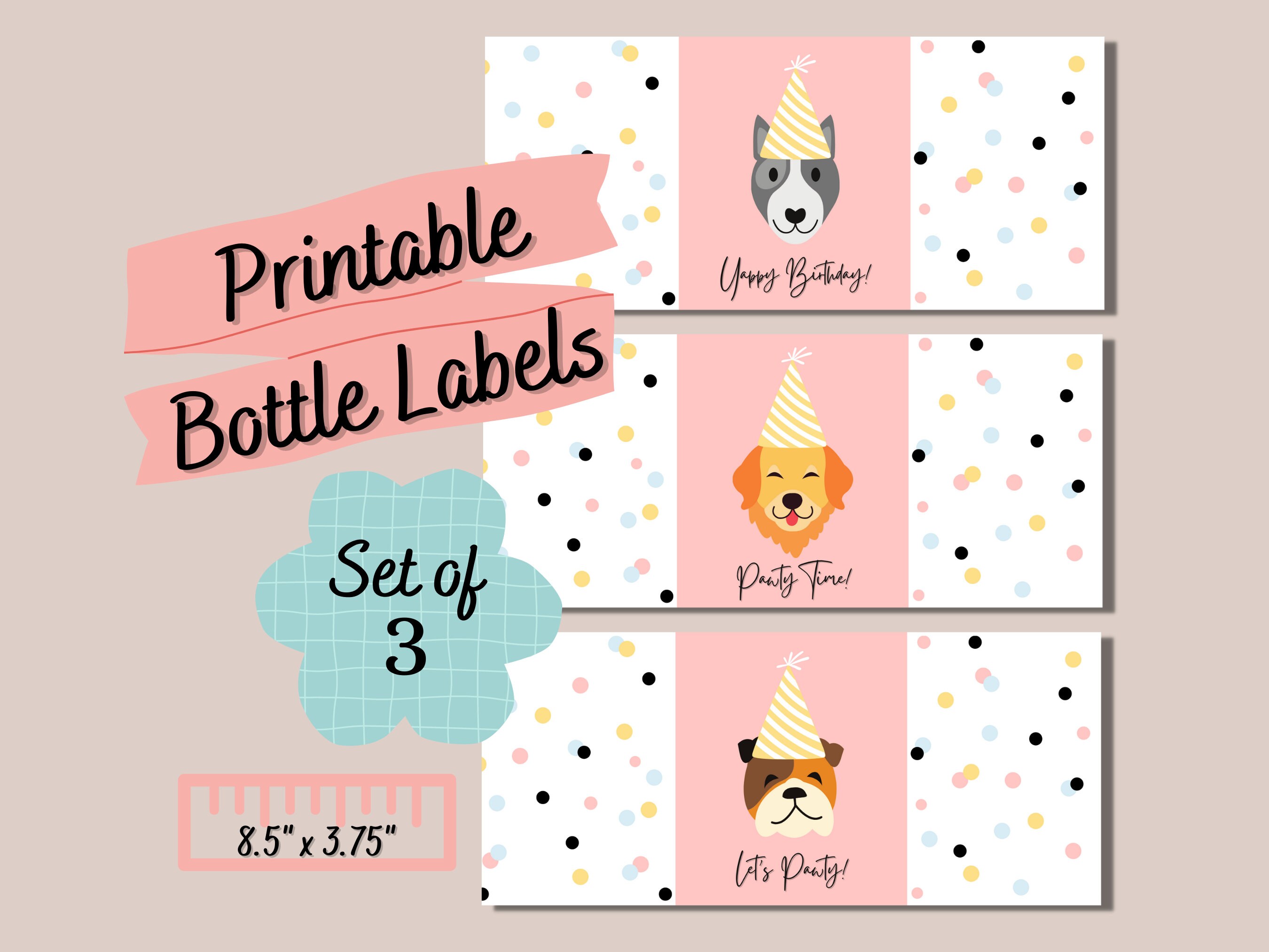 Dog Birthday Pawty Printable Water Bottle Labels Puppy - Etsy