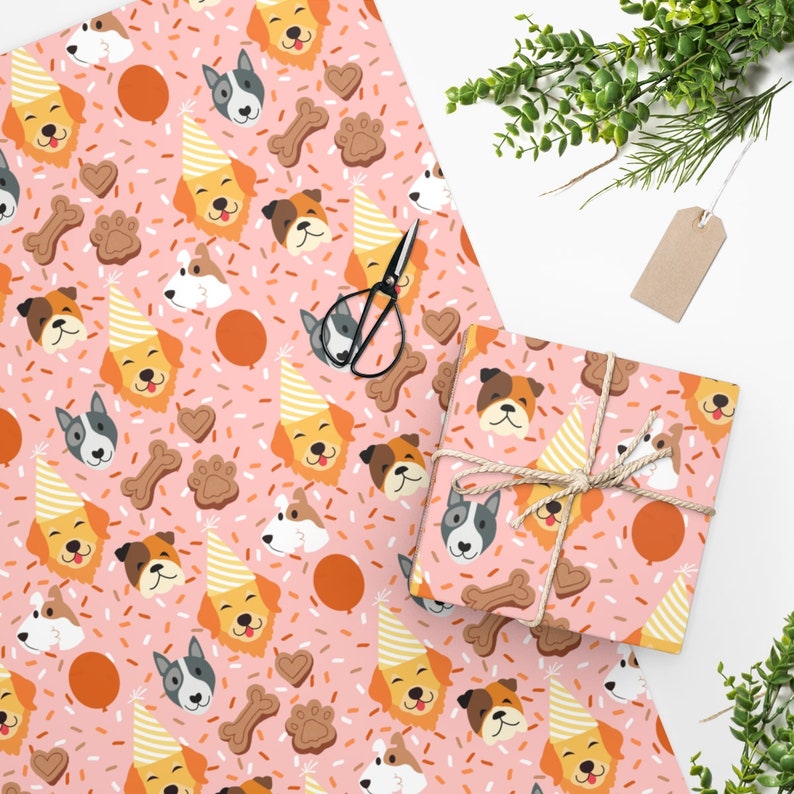 Puppy-themed Birthday Party Wrapping Paper Birthday Pawty Dog Lover ...