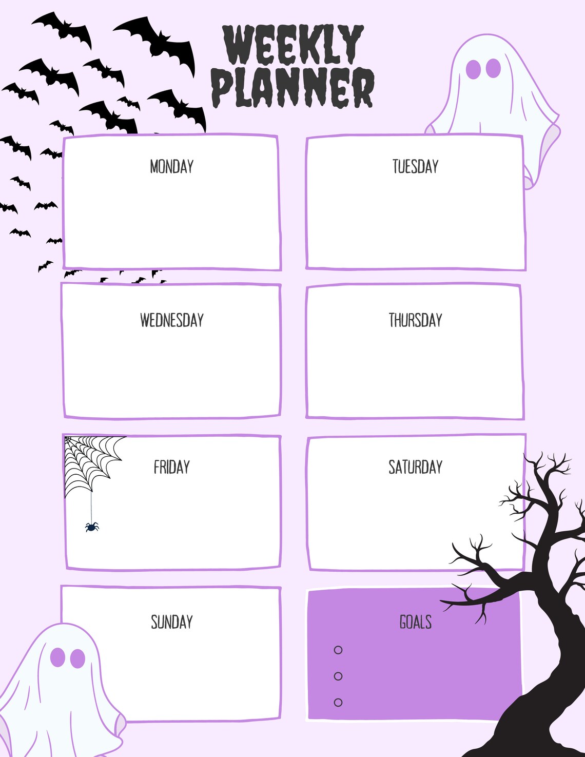 Halloween Themed Weekly Planner, October Weekly Planner, Ghost Planner ...