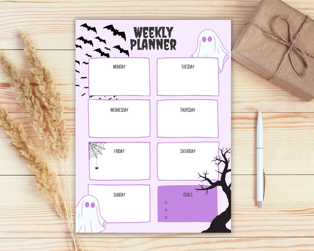 Halloween Themed Weekly Planner, October Weekly Planner, Ghost Planner ...