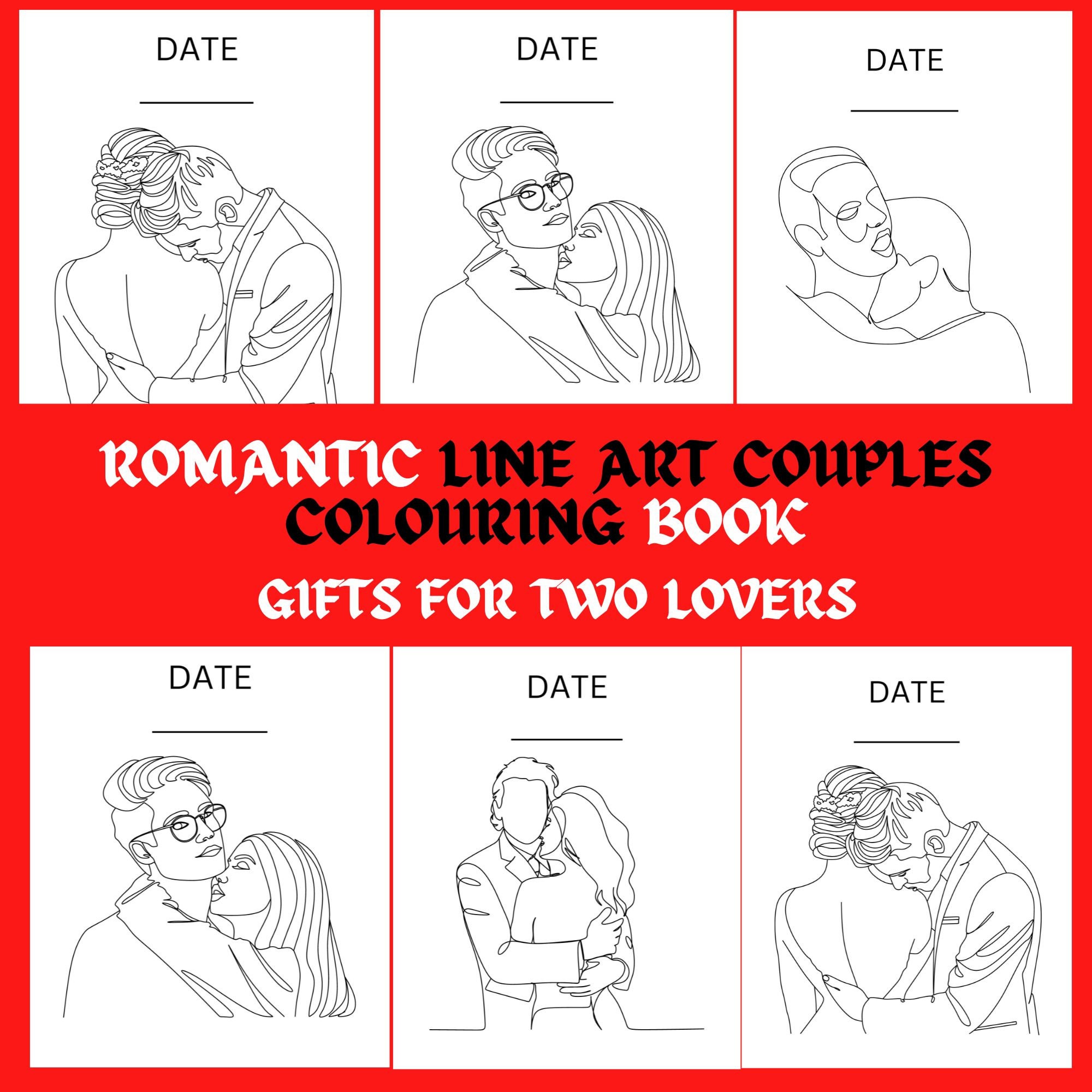 Printable Romantic Couples Line Art for Adults/ Romantic Art - Etsy