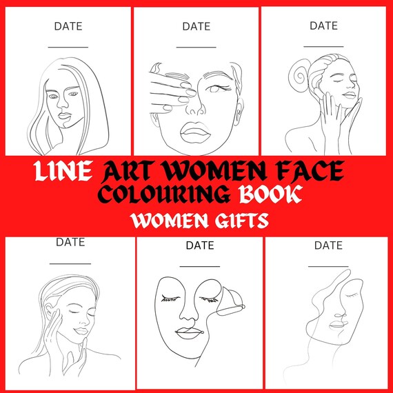Printable Line Art Woman Face Colouring Book for Adults/ 35 - Etsy