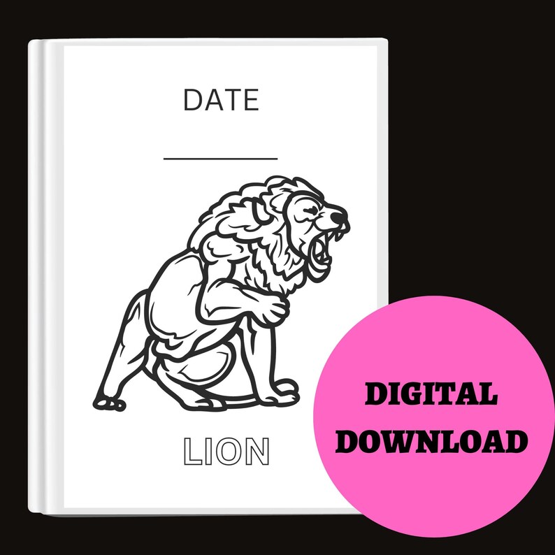 Realistic Lion Colouring Book for Kids/ 30 Pintable Unique Colouring ...