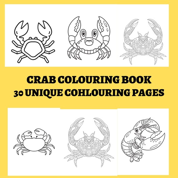 Printable Crab Colouring Book for Kids and Adults/ Digital - Etsy