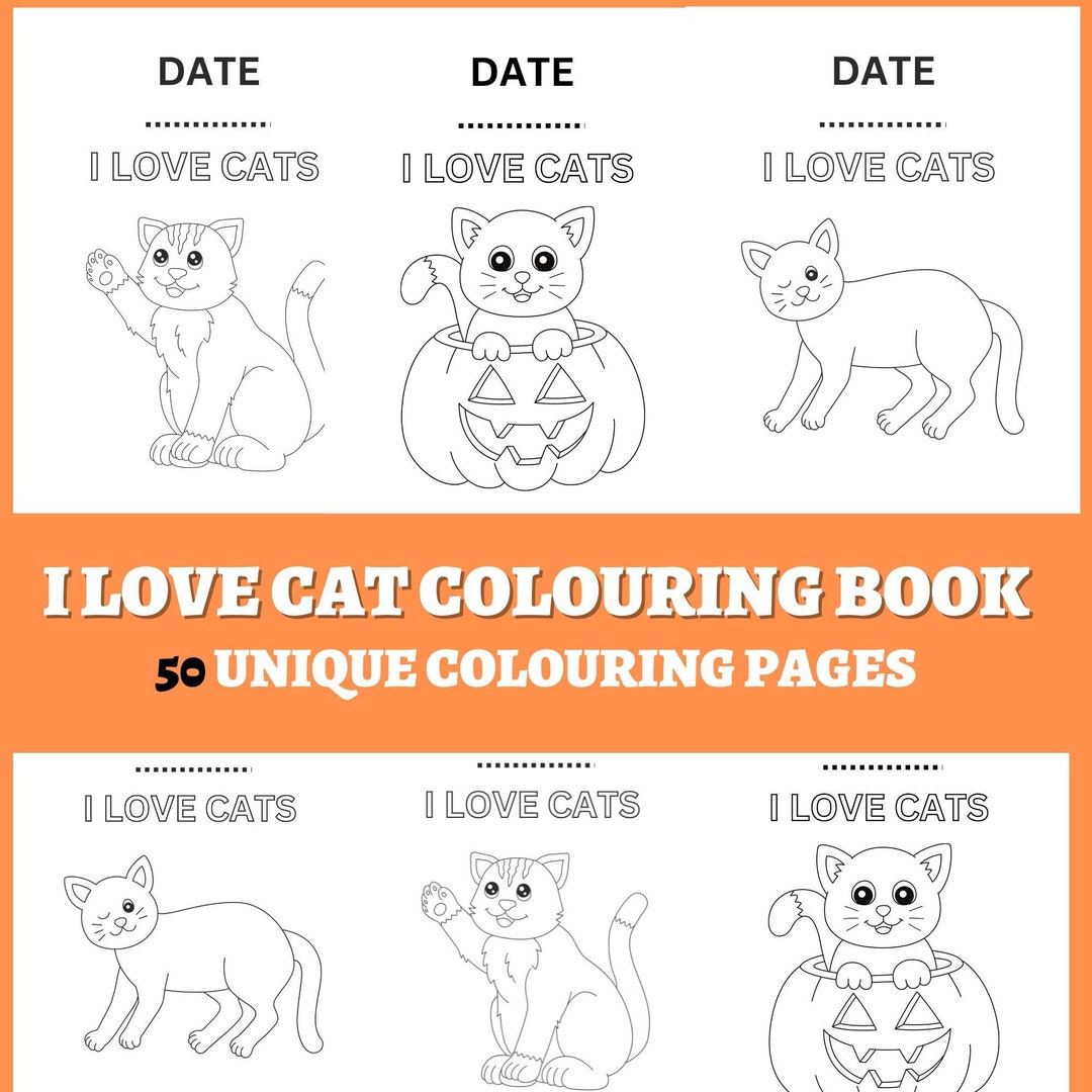 I Love Cat Colouring Book/ Gift for Cat Lovers/40 Unique Printable Cat ...