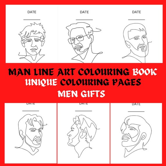 Printable Man Line Art Colouring Book for Adults/ Cute Unique - Etsy
