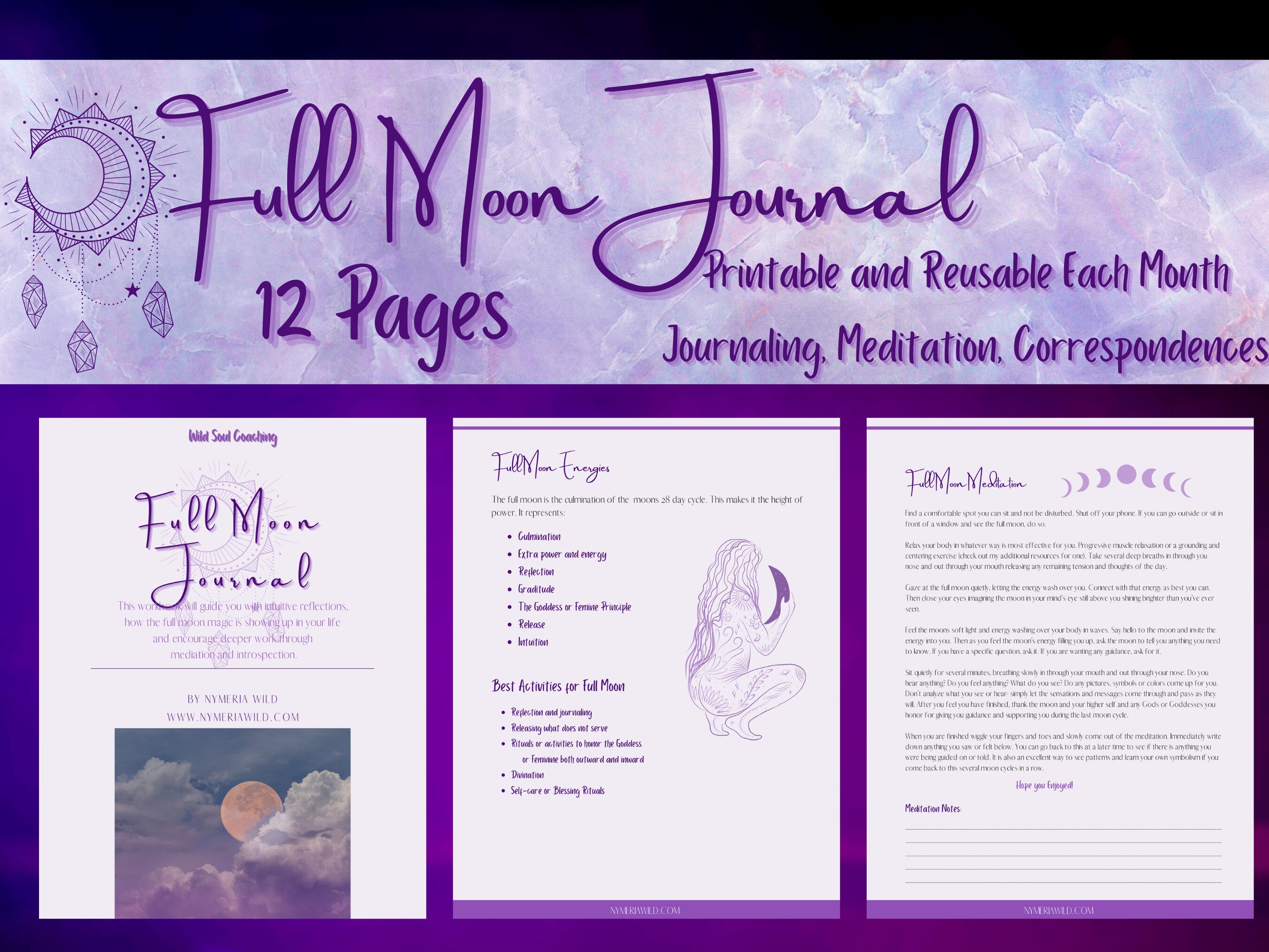 Full Moon Workbook, Printable Full Moon Journal, Moon Magic Guidebook ...