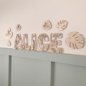 Wooden Tropical Leaves Letters Alphabet, Personalised Childrens Nursery ...