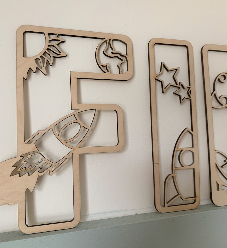 Space Letters, Name Sign Wood, Space Name Sign, Personalised Name Sign ...