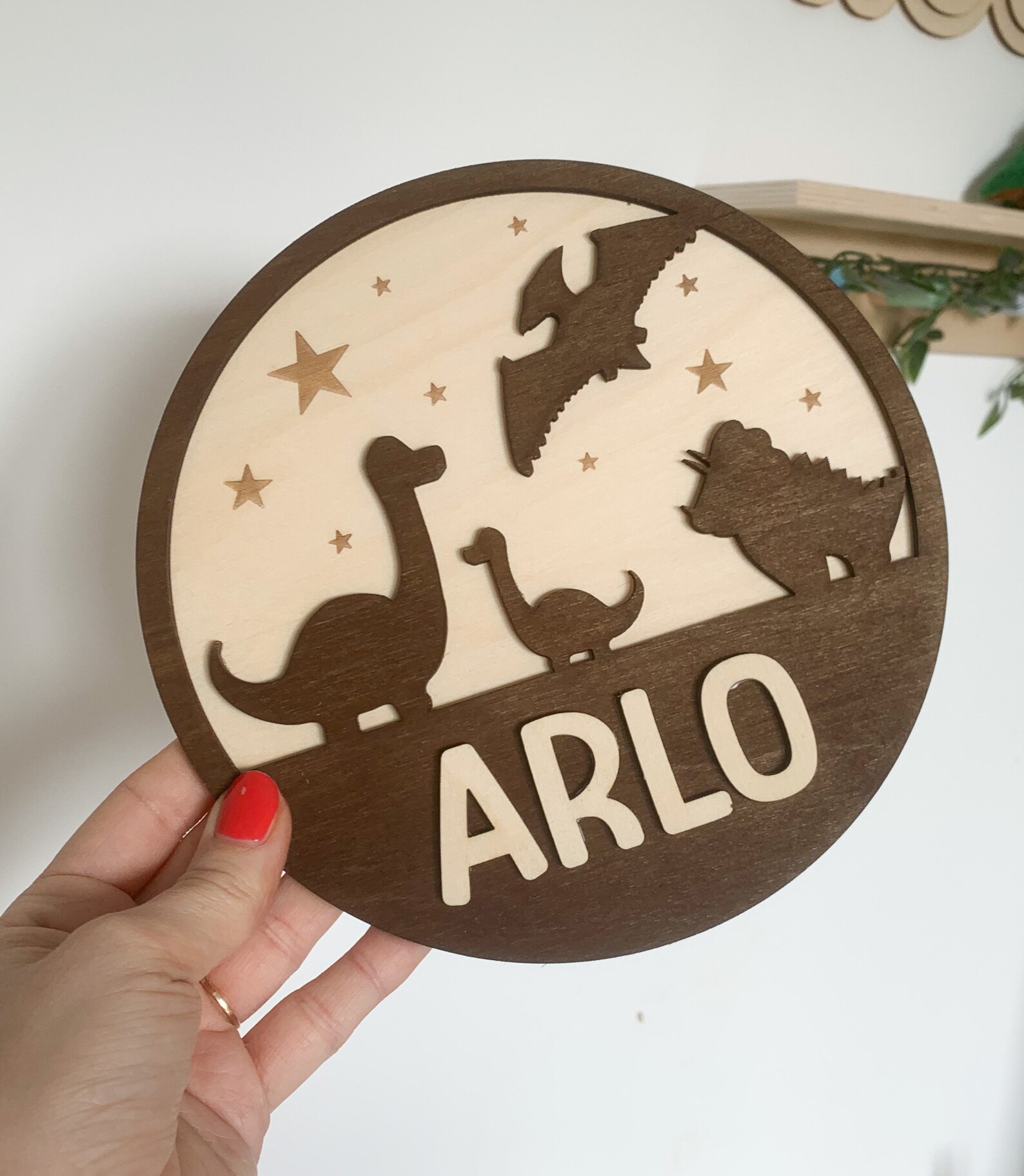 Dinosaur Plaque, Childrens Name Plaque, Custom Name Plaque, Wall Plaque ...