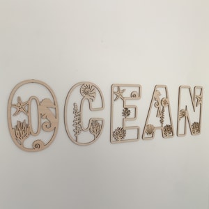 Ocean Creatures Themed Letters, Name Sign Wood, Ocean Name Sign ...