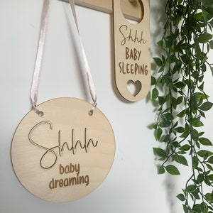 Baby Sleeping Sign, Baby Sleeping Door Sign, New Baby Plaque, New Baby ...
