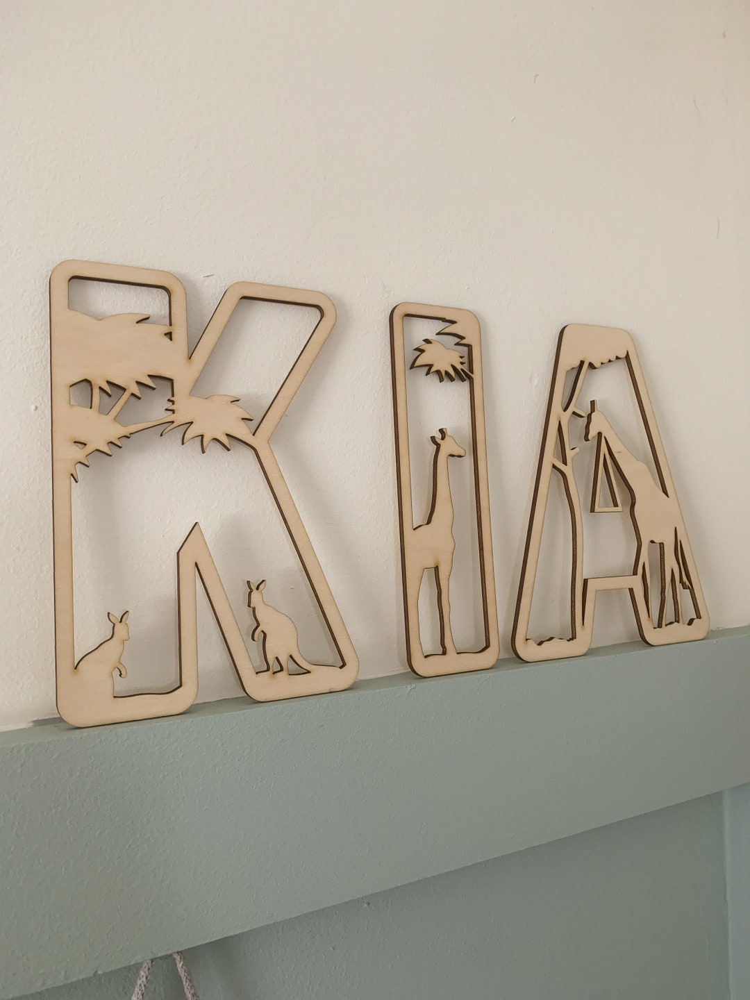 Safari Letters, Name Sign Wood, Safari Animal Name Sign, Personalised ...