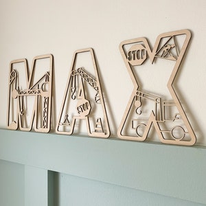 Construction Letters, Name Sign Wood, Vehicle Name Sign, Personalised ...