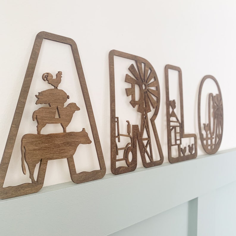 Farm Animal Nursery Decor: Wooden Name Sign, Farmyard Letters - Etsy