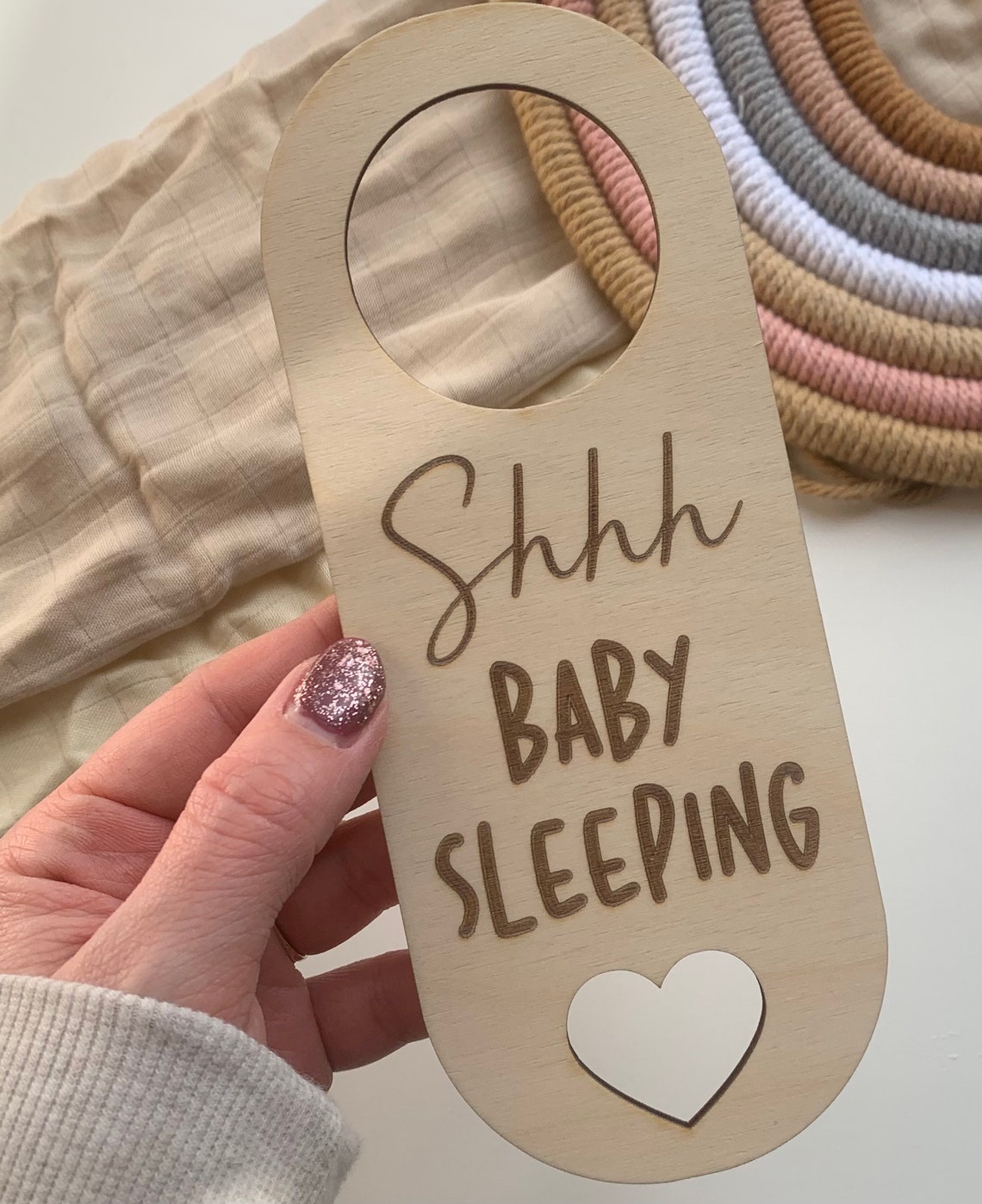 Baby Sleeping Sign, Baby Sleeping Door Sign, New Baby Plaque, New Baby ...