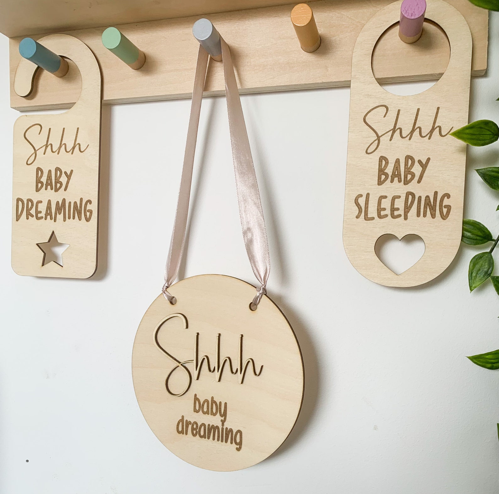 Baby Sleeping Sign, Baby Sleeping Door Sign, New Baby Plaque, New Baby ...
