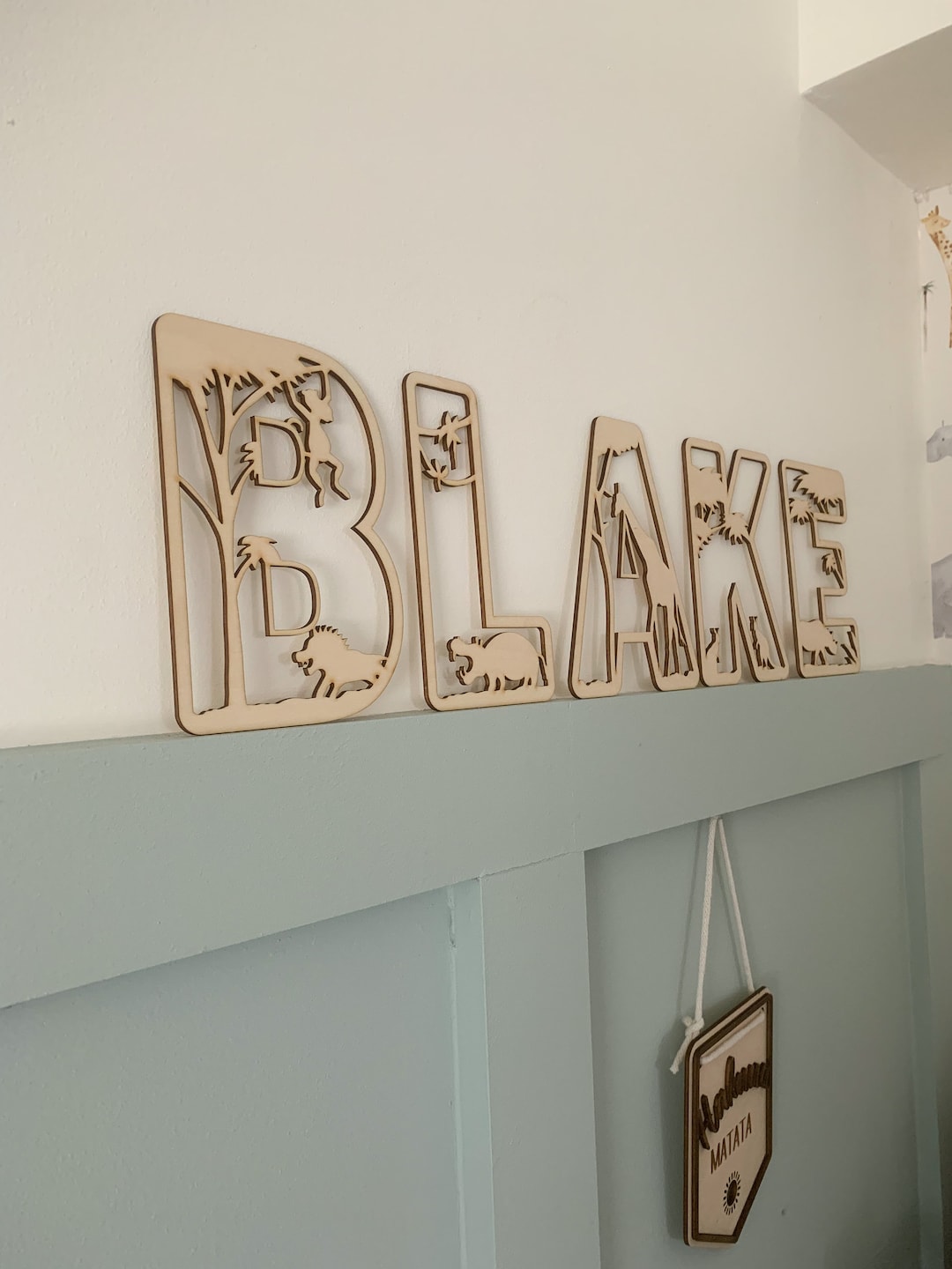 Jungle Letters, Name Sign Wood, Jungle Animal Name Sign, Personalised ...