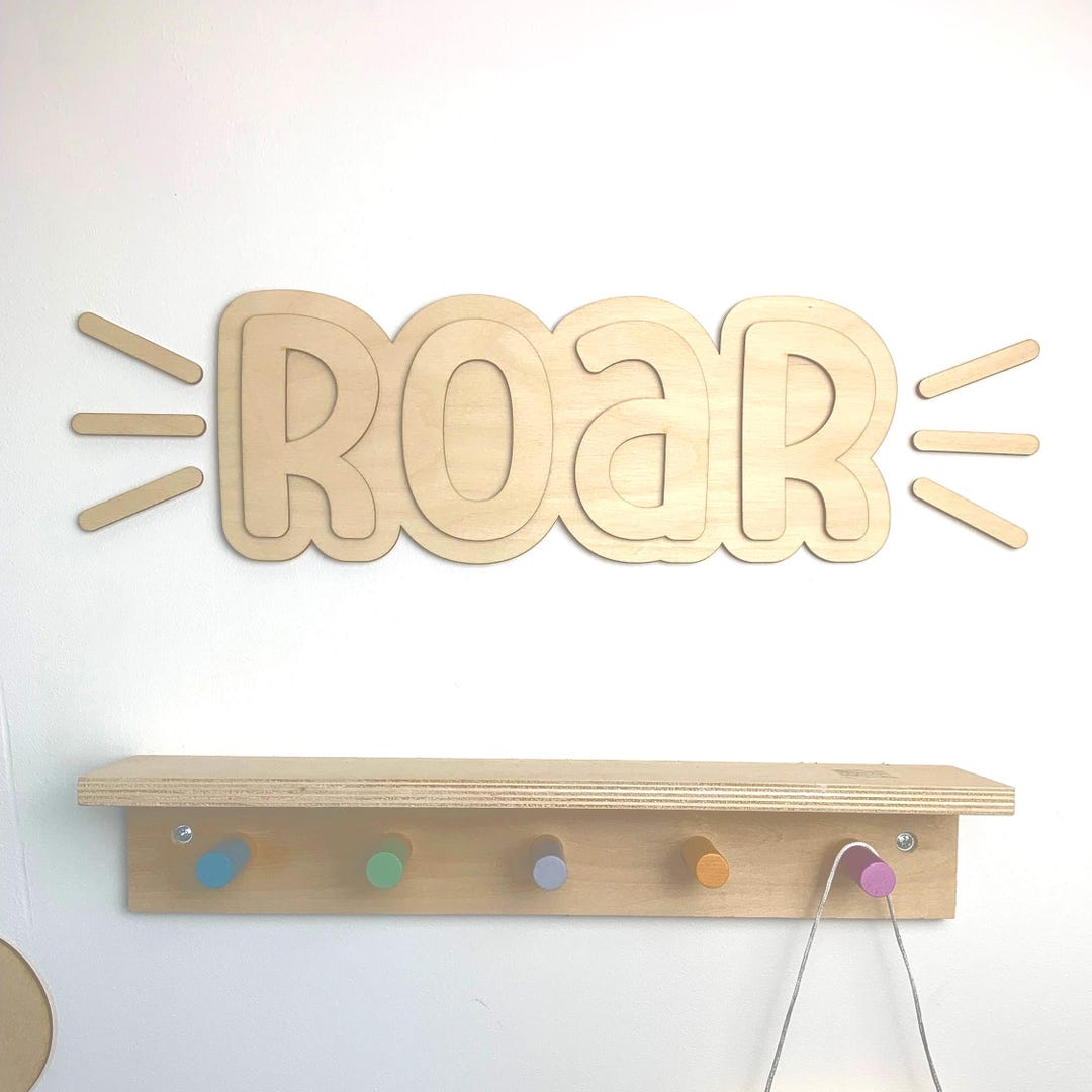 Roar Sign, Wooden Roar Sign, Dinosaur Themed Nursery Decor, Wooden ...