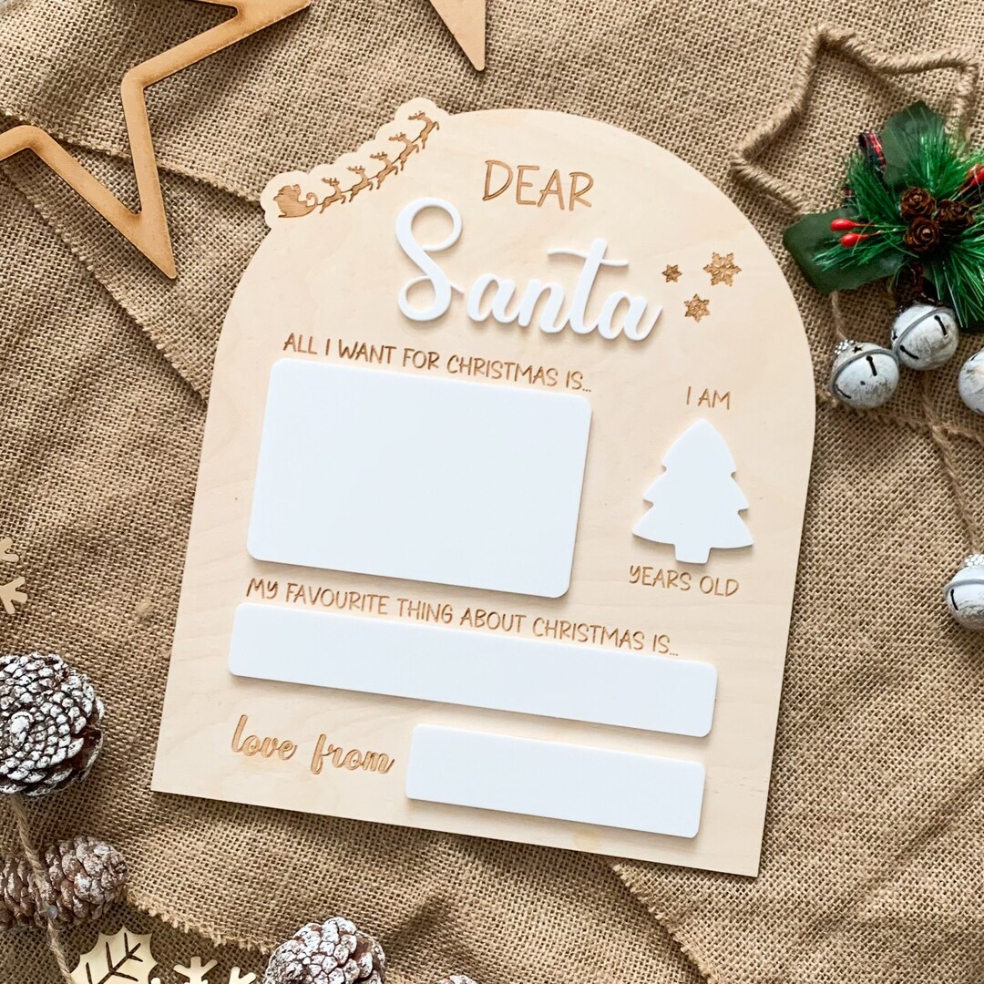 Dear Santa Board, Reusable Wooden Christmas Board, Letter to Santa ...