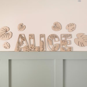 Wooden Tropical Leaves Letters Alphabet, Personalised Childrens Nursery ...