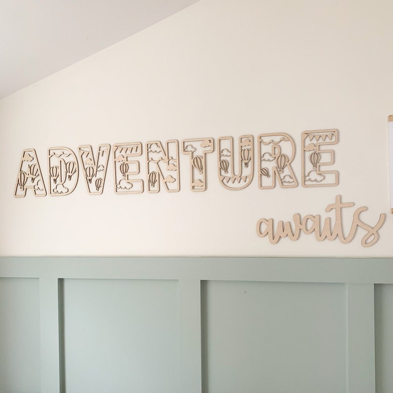 Adventure Awaits Playroom Sign, Safari Nursery, Wall Lettering, Nursery ...