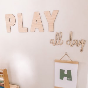 Play All Day Sign, Play Sign, Sign for Playroom, Wooden Nursery Decor ...