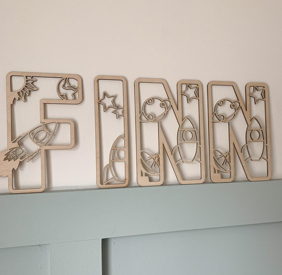 Space Letters, Name Sign Wood, Space Name Sign, Personalised Name Sign ...
