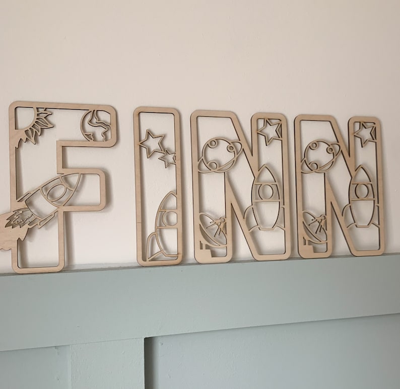 Space Letters, Name Sign Wood, Space Name Sign, Personalised Name Sign ...