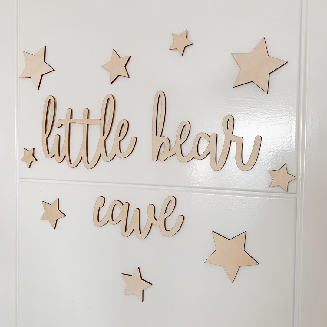 Little Bear Cave Sign, Kids Wall Sign Door Sign, Wooden Words for Walls ...