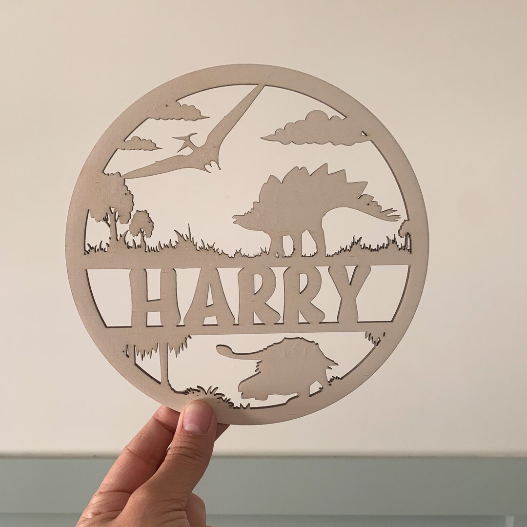 Dinosaur Name Sign, Dinosaur Wooden Plaque, Dinosaur Bedroom Sign ...