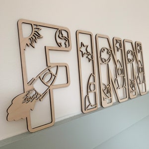 Space Letters, Name Sign Wood, Space Name Sign, Personalised Name Sign ...
