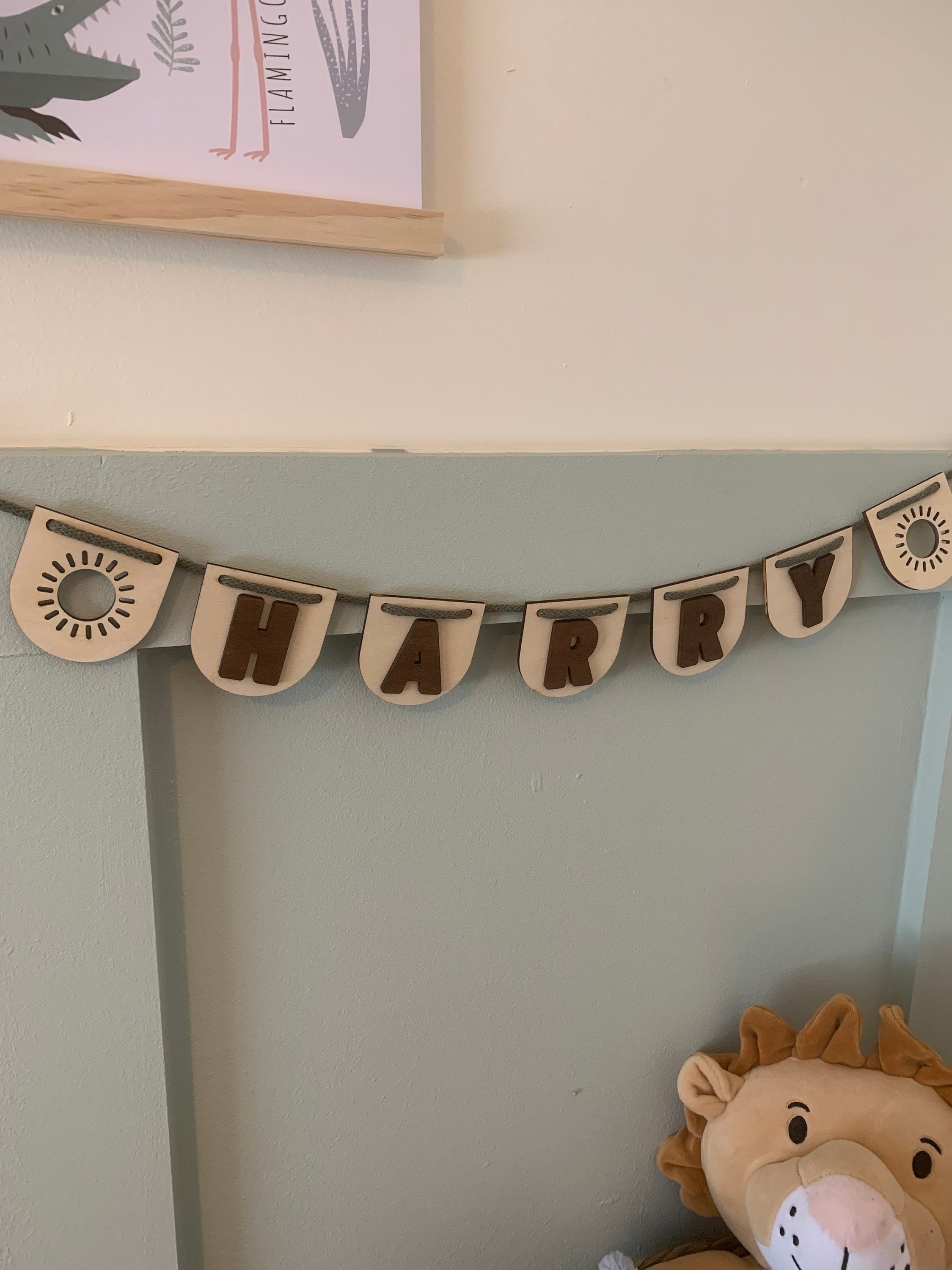 Wooden Name Sign, Bunting Garland for Kids Room, Name Sign Nursery ...