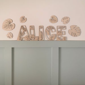 Wooden Tropical Leaves Letters Alphabet, Personalised Childrens Nursery ...