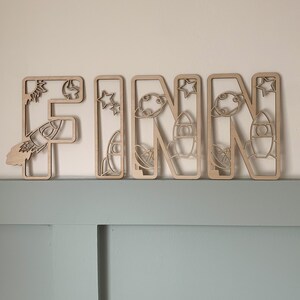 Space Letters, Name Sign Wood, Space Name Sign, Personalised Name Sign ...
