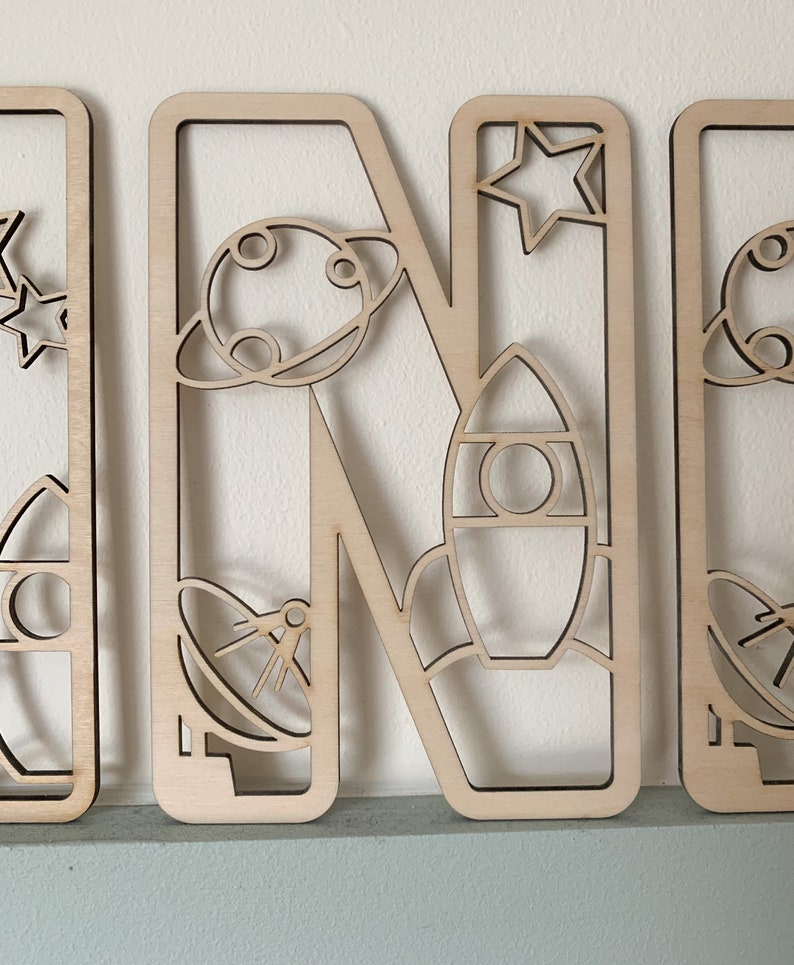 Space Letters, Name Sign Wood, Space Name Sign, Personalised Name Sign ...