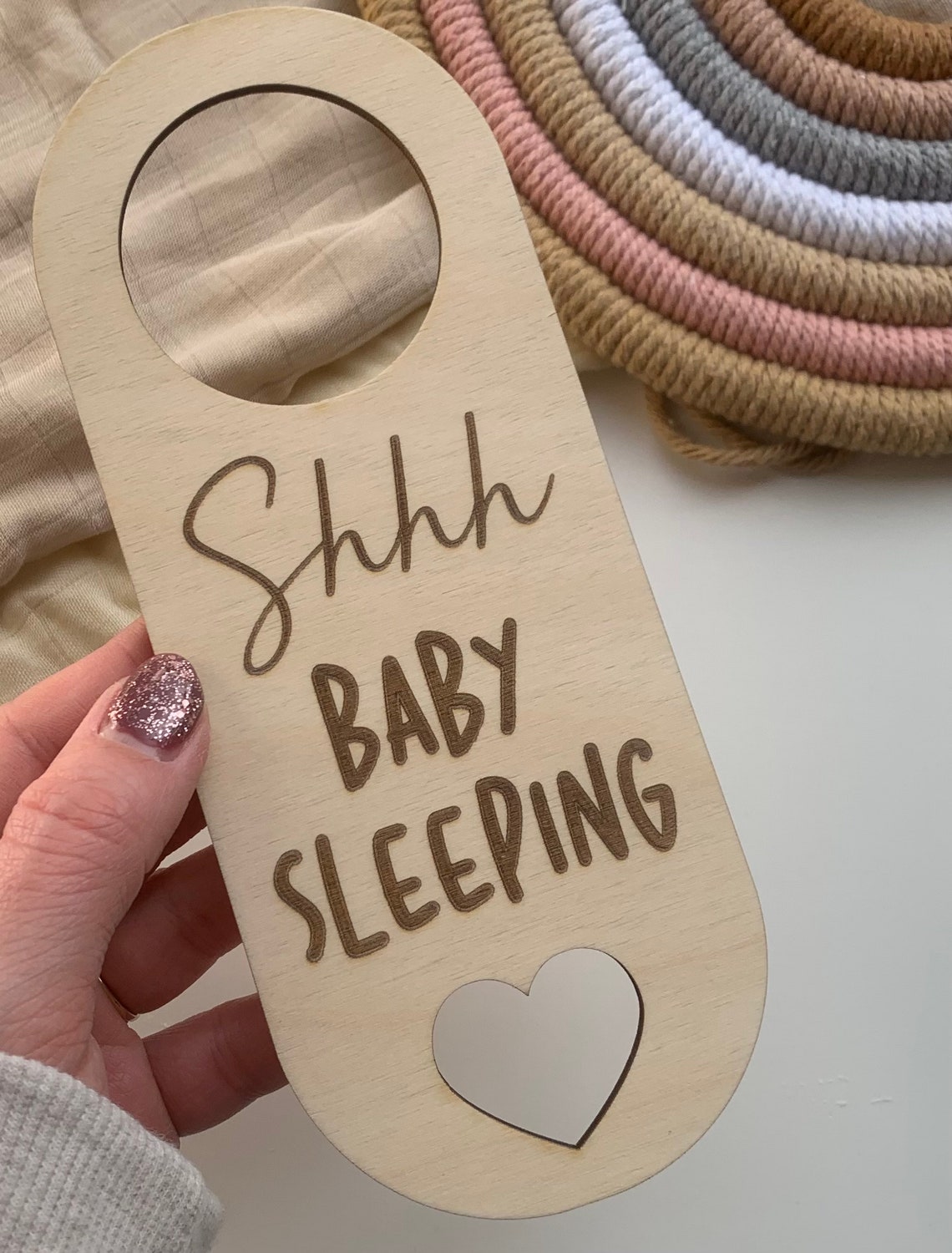 Baby Sleeping Sign, Baby Sleeping Door Sign, New Baby Plaque, New Baby ...