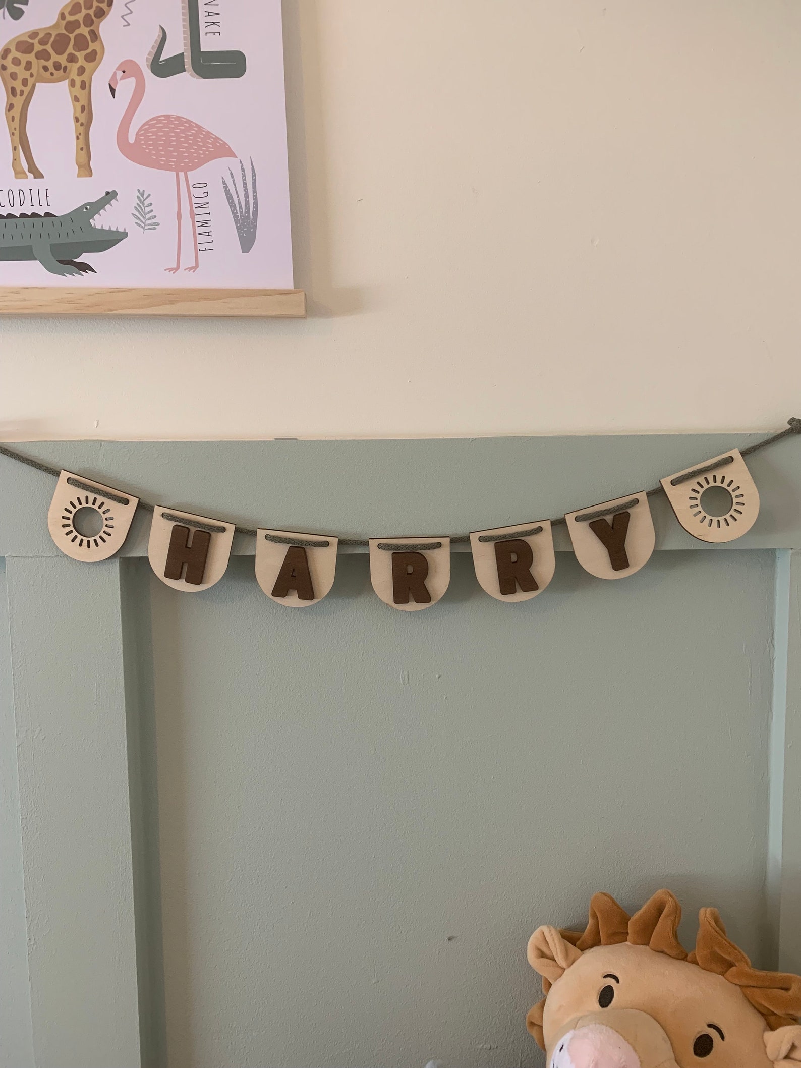 Wooden Name Sign, Bunting Garland for Kids Room, Name Sign Nursery ...