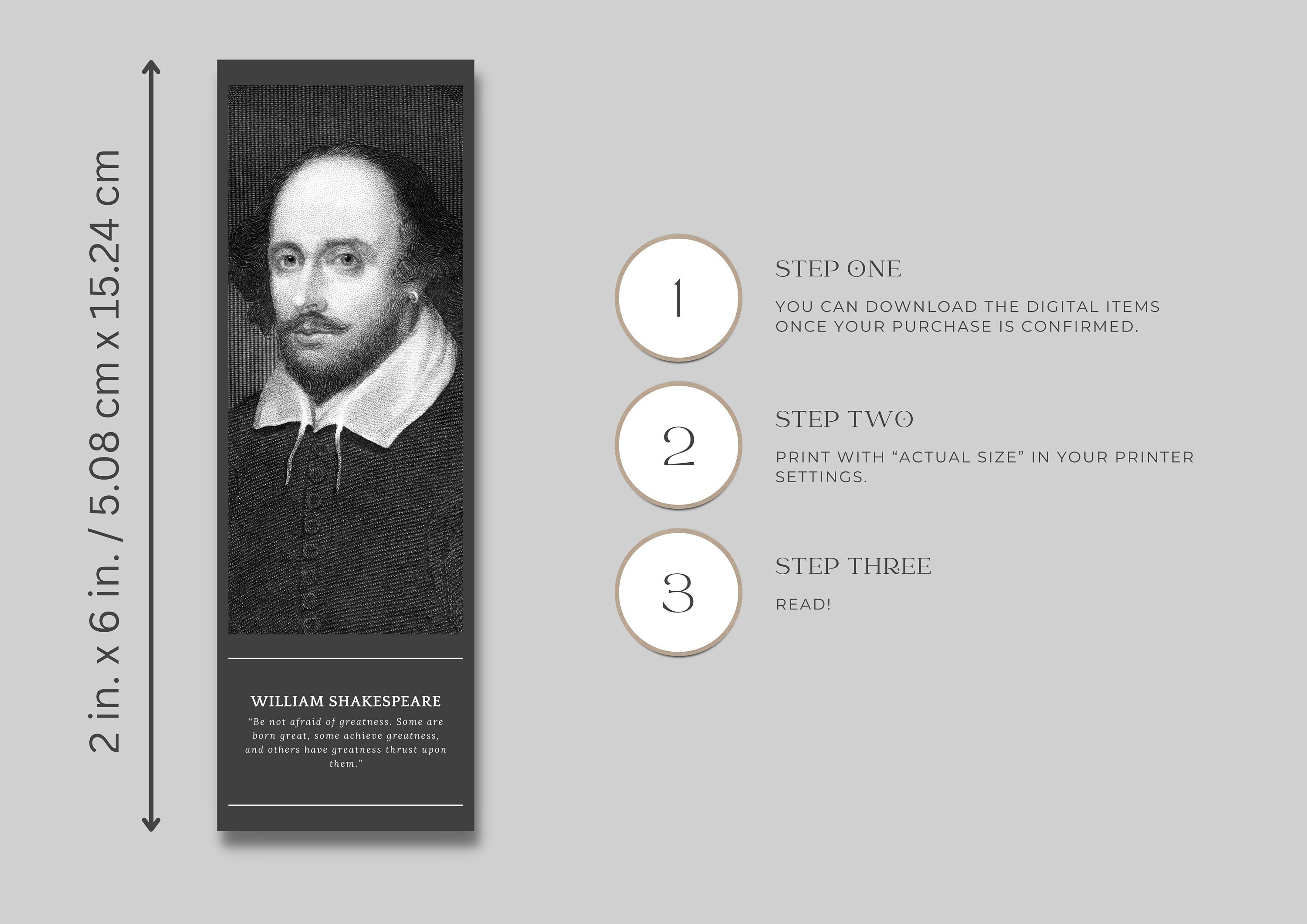 Printable William Shakespeare Bookmark Bundle With Quotes, Set of 8 ...