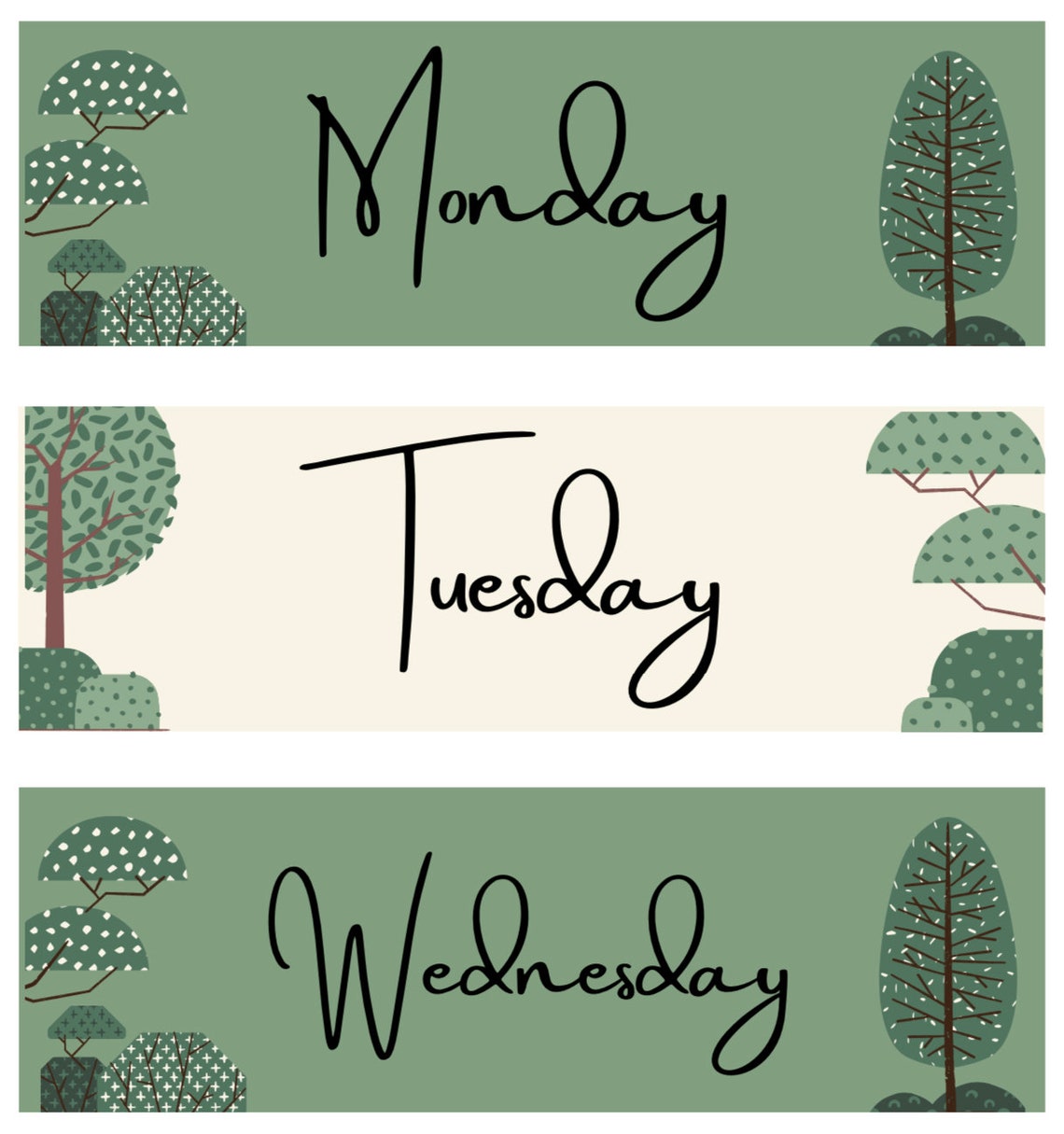 Botanical Drawer Labels - Days of the Week - Etsy