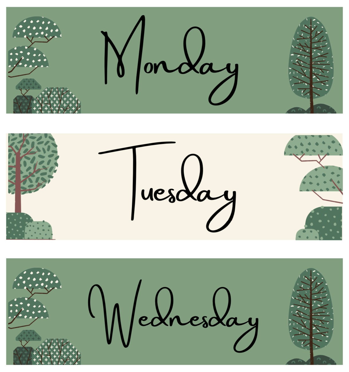 Botanical Drawer Labels - Days of the Week - Etsy