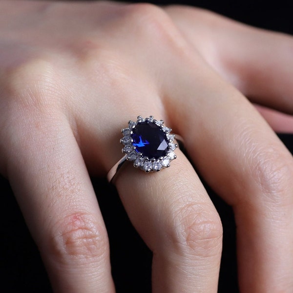 Blue Halo Ring - Etsy