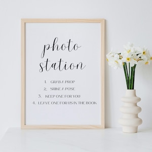 Photo Station Sign, Grab A Prop and Strike A Pose, Wedding Signs ...