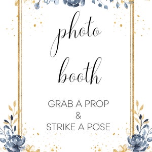Photo Station Sign, Grab A Prop and Strike A Pose, Wedding Signs ...