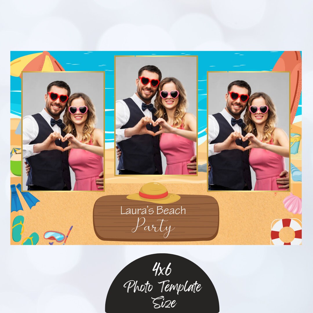Beach Party Photobooth Template, Pool Photobooth Template, 4x6 Blue ...