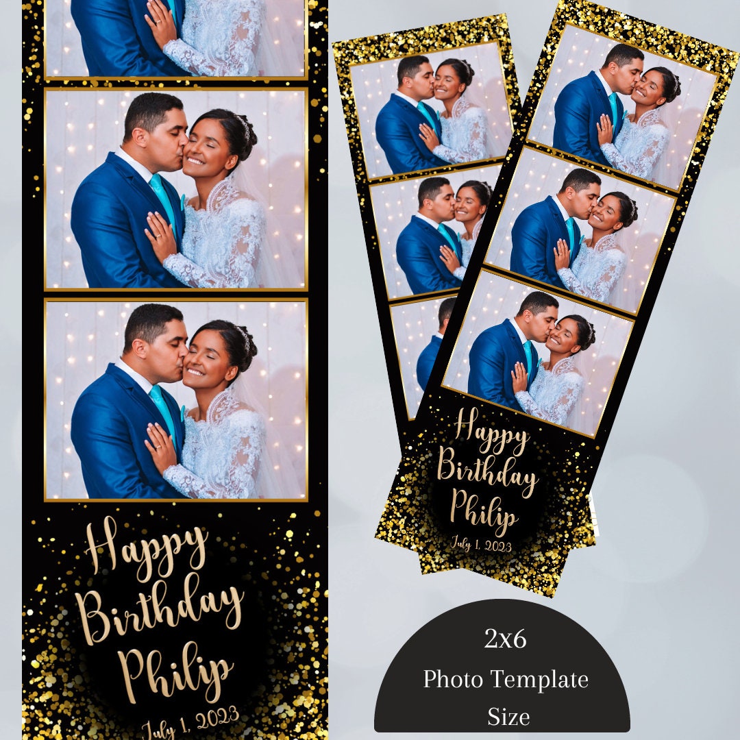 Photo Booth Template Birthday Party Gold Glitter Photobooth Template ...