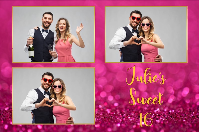 Pink and Gold Shiny Sparkle Birthday Party Template PSD, PNG, Easy 100% ...