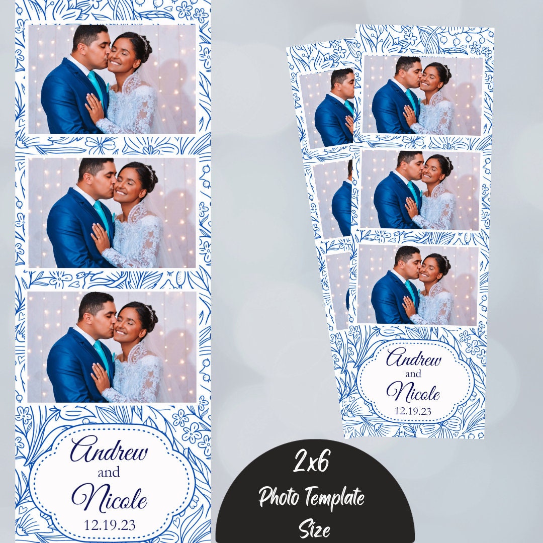 Blue and White Classy Floral 2x6 Photo Strips, Three Photo Photo ...